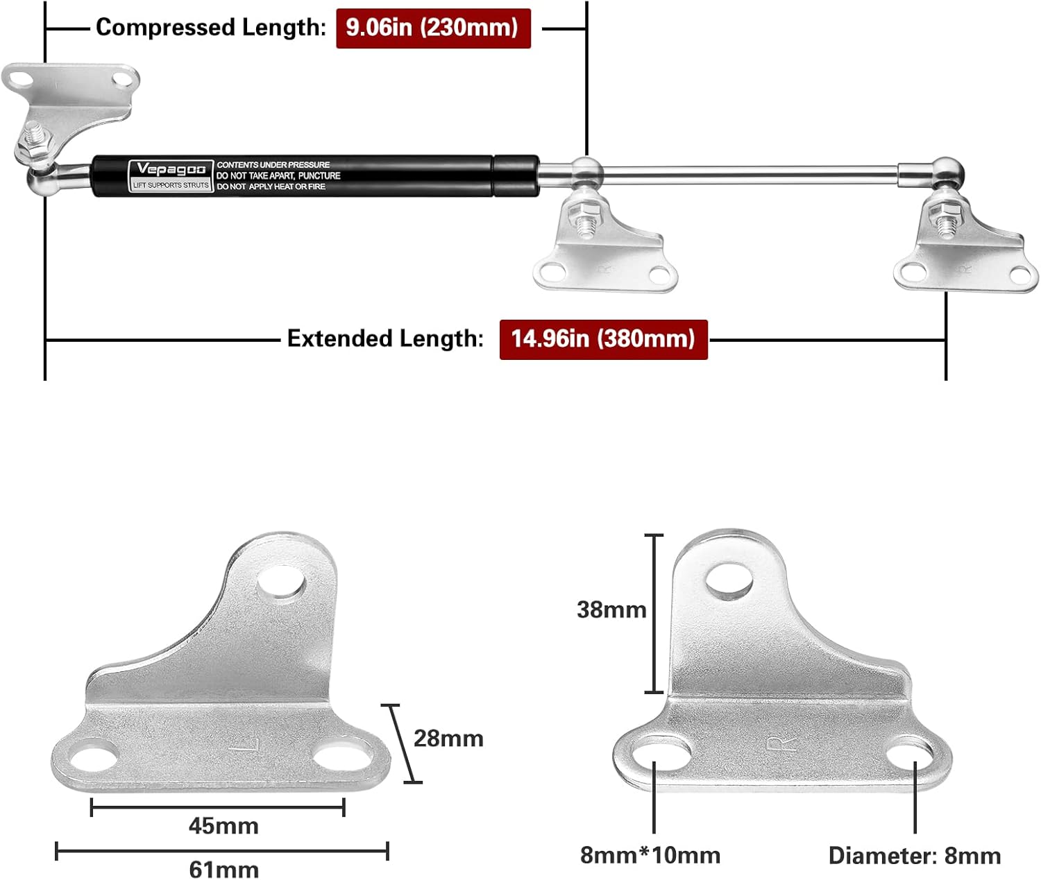 Buy 15 Inch 67lb/300N Per Gas Shock Strut Spring for Tool Box Outdoor ...