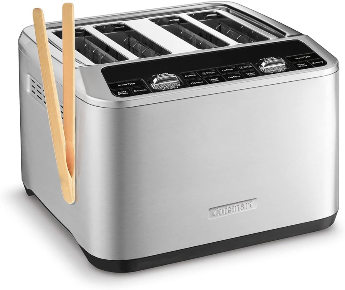CPT-540 4-Slice Digital Motorized Toaster Bundle with Bamboo Tongs ...