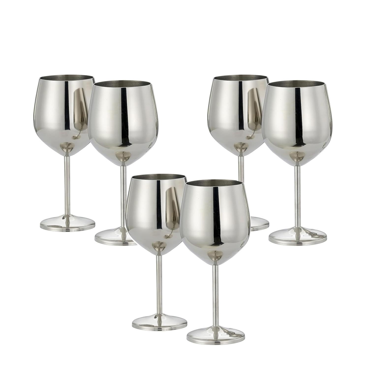 Buy HAZEL Stainless Steel Goblet Wine Glass | Gin Goblets Glass for bar ...