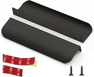 LEAPHZOT 10 Pack 5" (128mm) Hole Center Adhesive Edge Finger Pull,Matte Black Concealed Kitchen ...