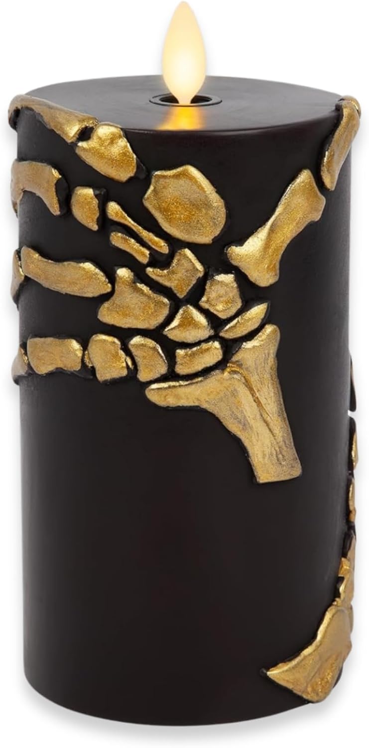 Amazon.com: Luminara Skeleton Hands Flameless LED Candle, Black & Gold ...