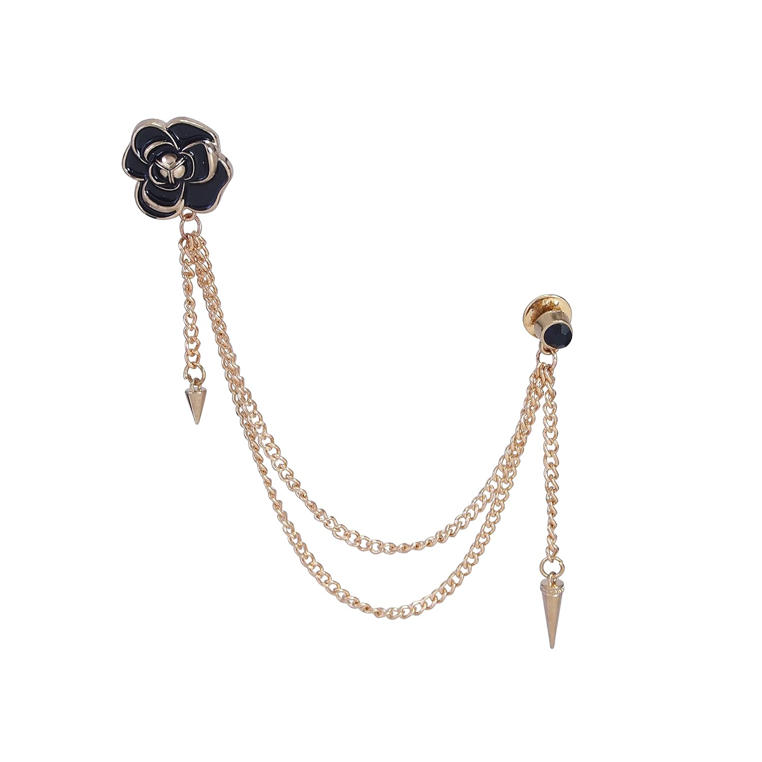 Buy Dual Chain Rose Sherwani Brooch/Kurta Brooch for Mens (B2051BK) at ...