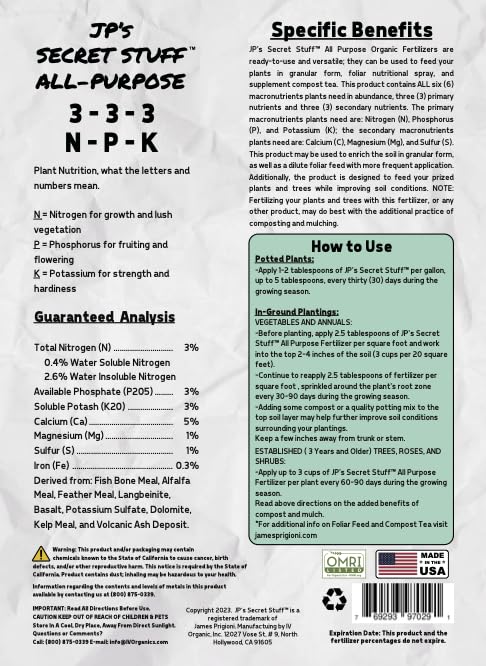 JP’s Secret Stuff Fertilizante multiusos (4 libras) – Yaxa Colombia