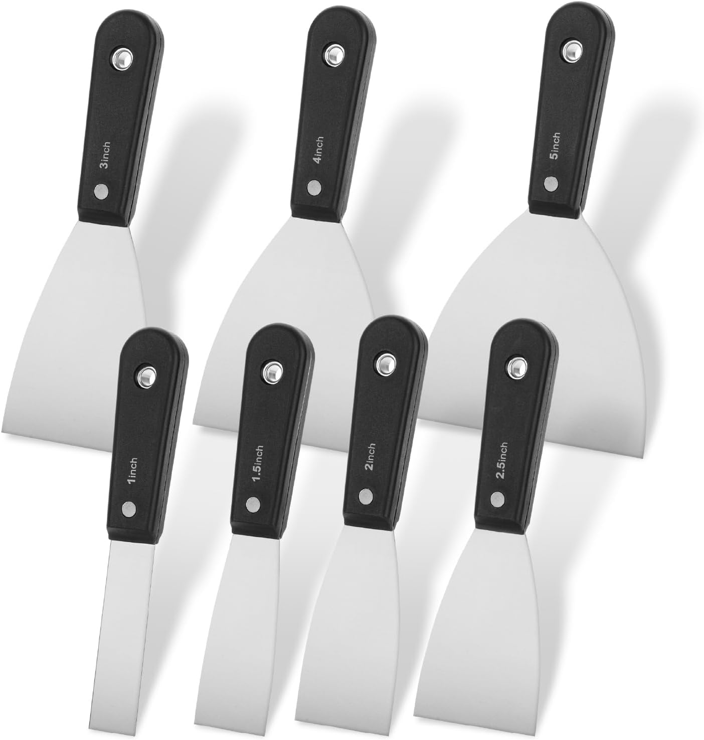 Amazon.com: Bates- Putty Knife Set, 7 pcs, Stainless Steel, 1" 1.5" 2 ...