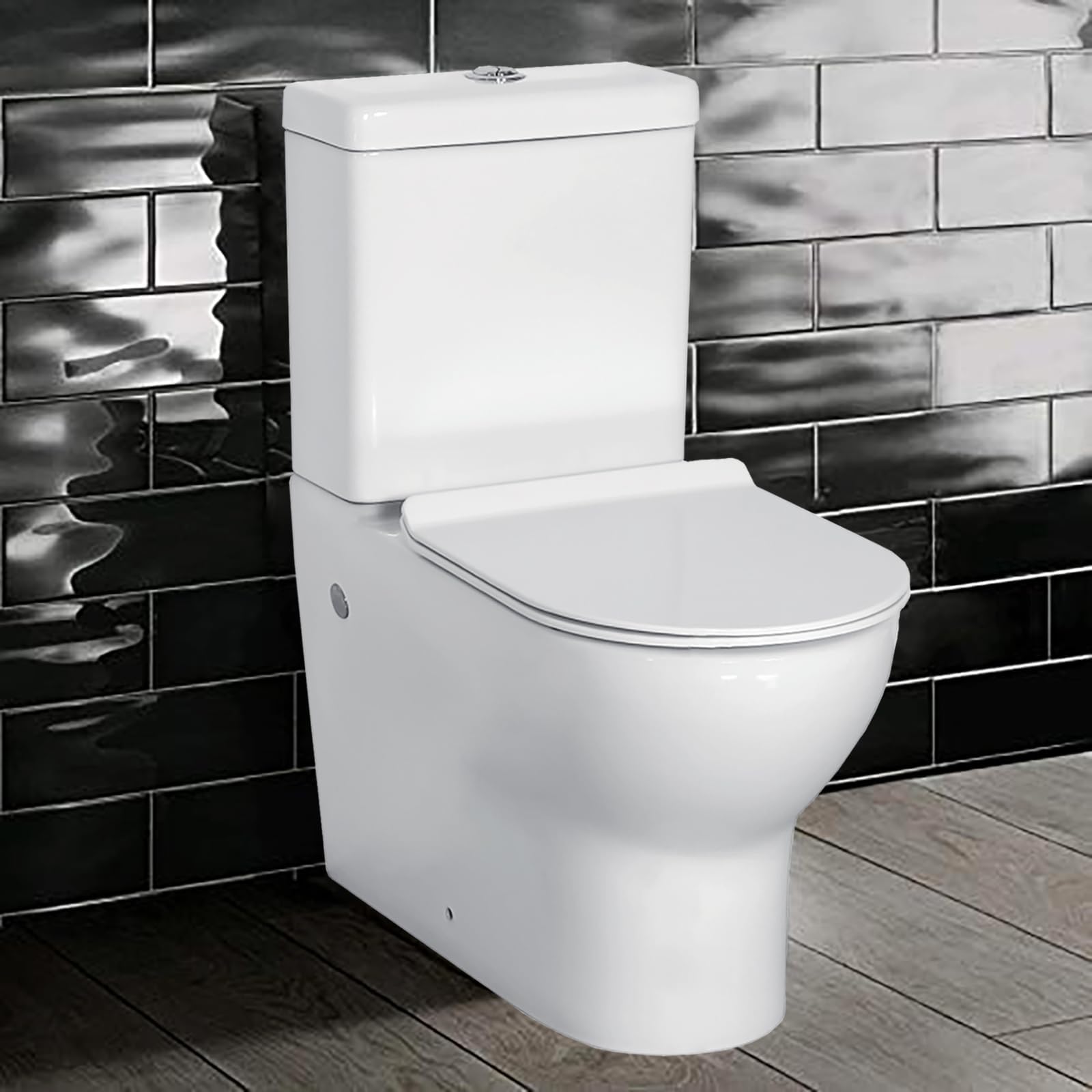 iBathUK Modern Palma Close Coupled Toilet, Ceramic Toilet Pan with Dual ...