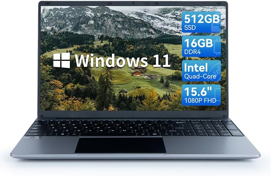ANMESC Ordinateur portable 15,6", 16 Go de RAM 512 Go de ROM ...