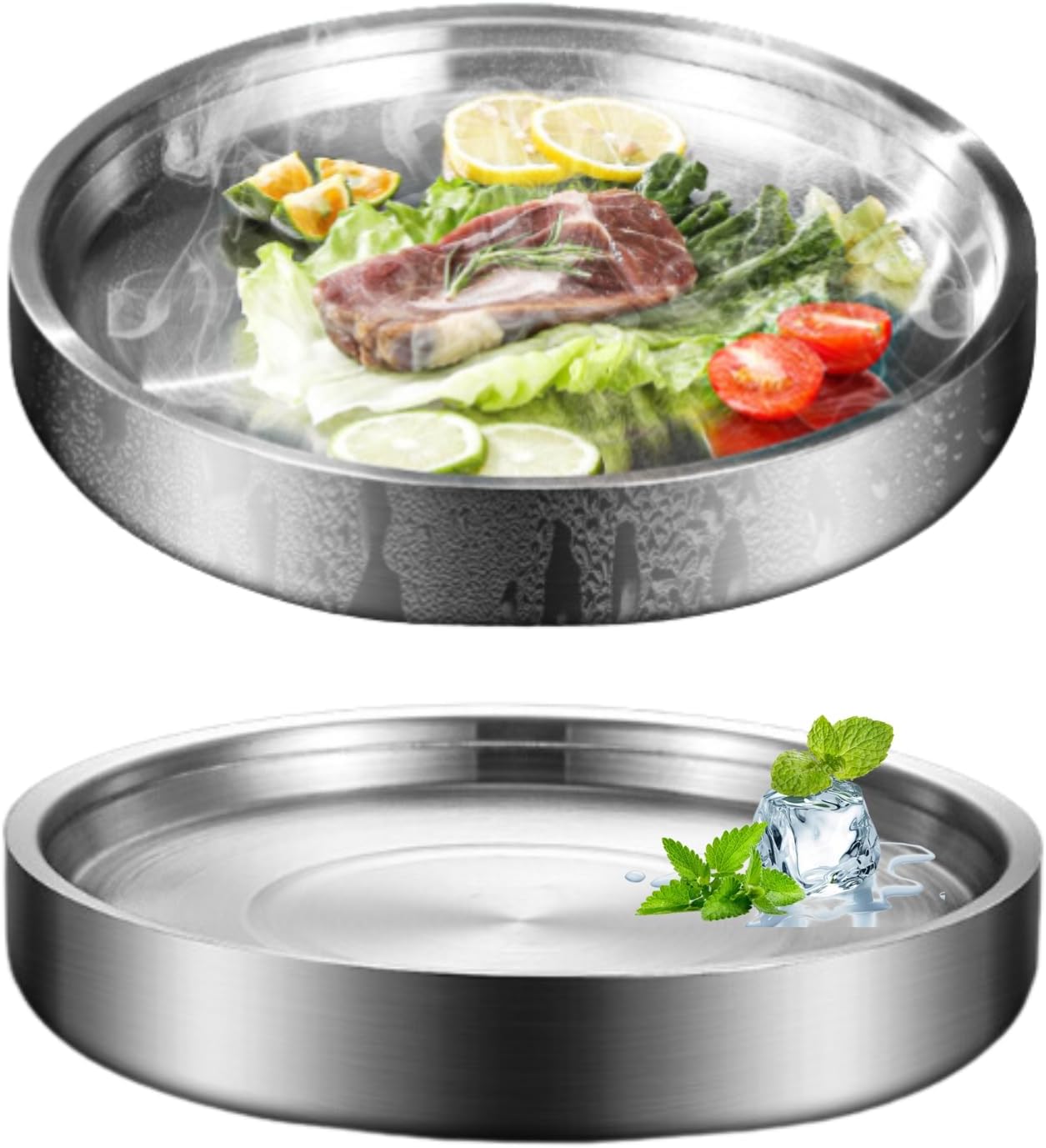 Amazon.com: 2Pcs 11in Stainless Steel Ice Chilled Serving Trays,Iced ...