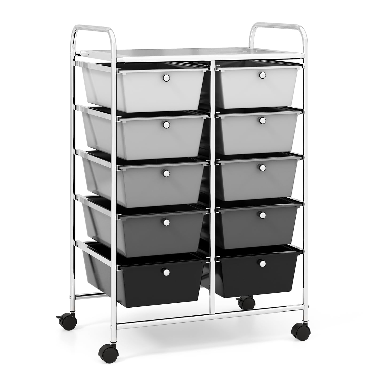 COSTWAY 10 Drawers Storage Cart, Multipurpose Mobile Organizer Shelving ...