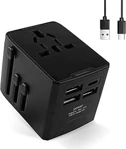 AXFEE Universal Travel Adapter, Plug Adapter with 3 USB and 1 Type C ...