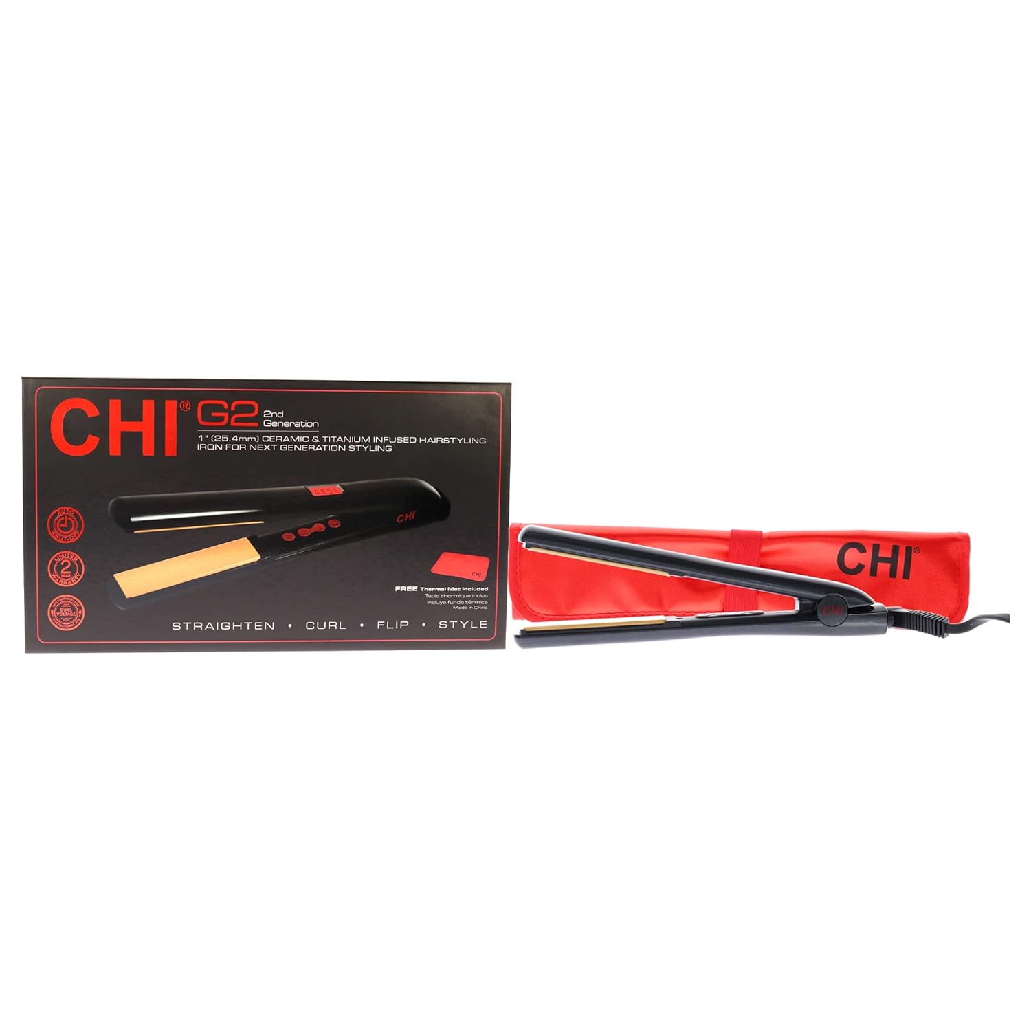 Amazon.com : Chi G2 Ceramic Titanium Infused Hairstyling Flat Iron ...