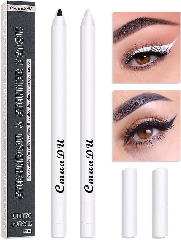 Amazon.com : KARNAR 2 Pcs Black + White Eyeliner Pencil, Professional ...
