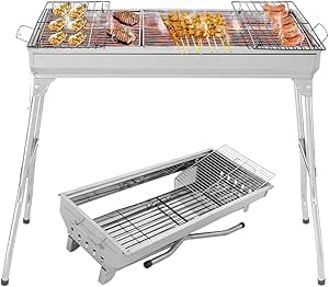 Amazon.com: Portable Charcoal Grill,Stainless Steel Folding Outdoor BBQ Tool Kits Lightweight ...