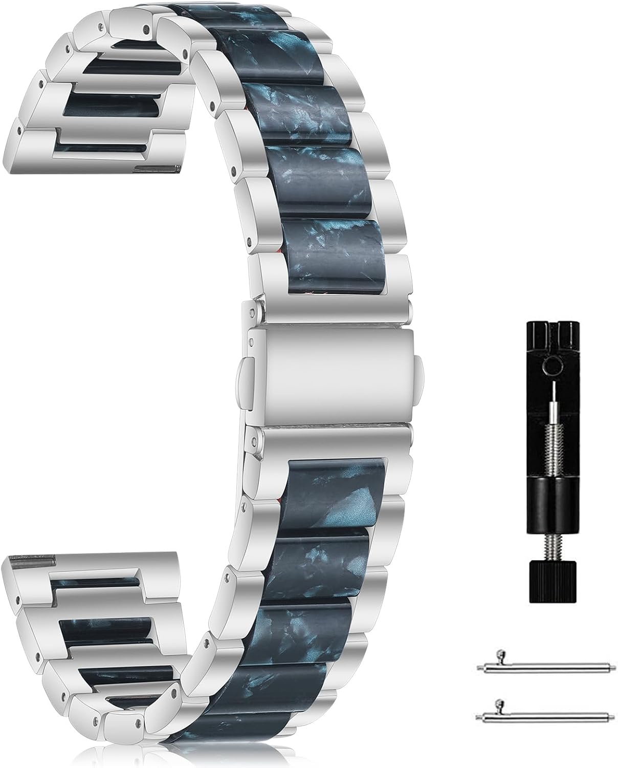 Amazon.com: Resin Watch Bands for 20 mm / 22 mm, Resin & Stainless ...