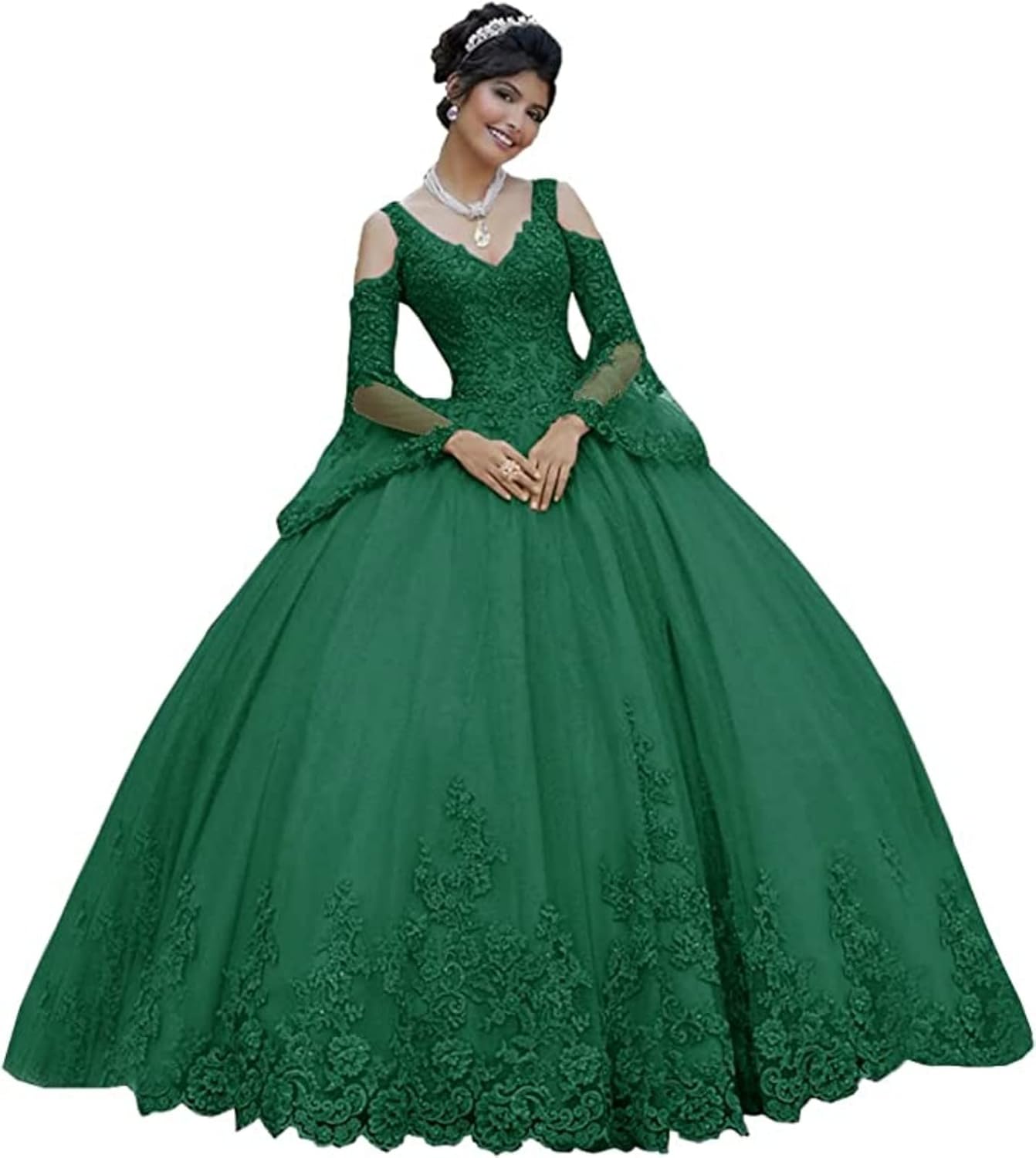 Yukale Vestido de fiesta de manga larga para mujer, vestido de ...