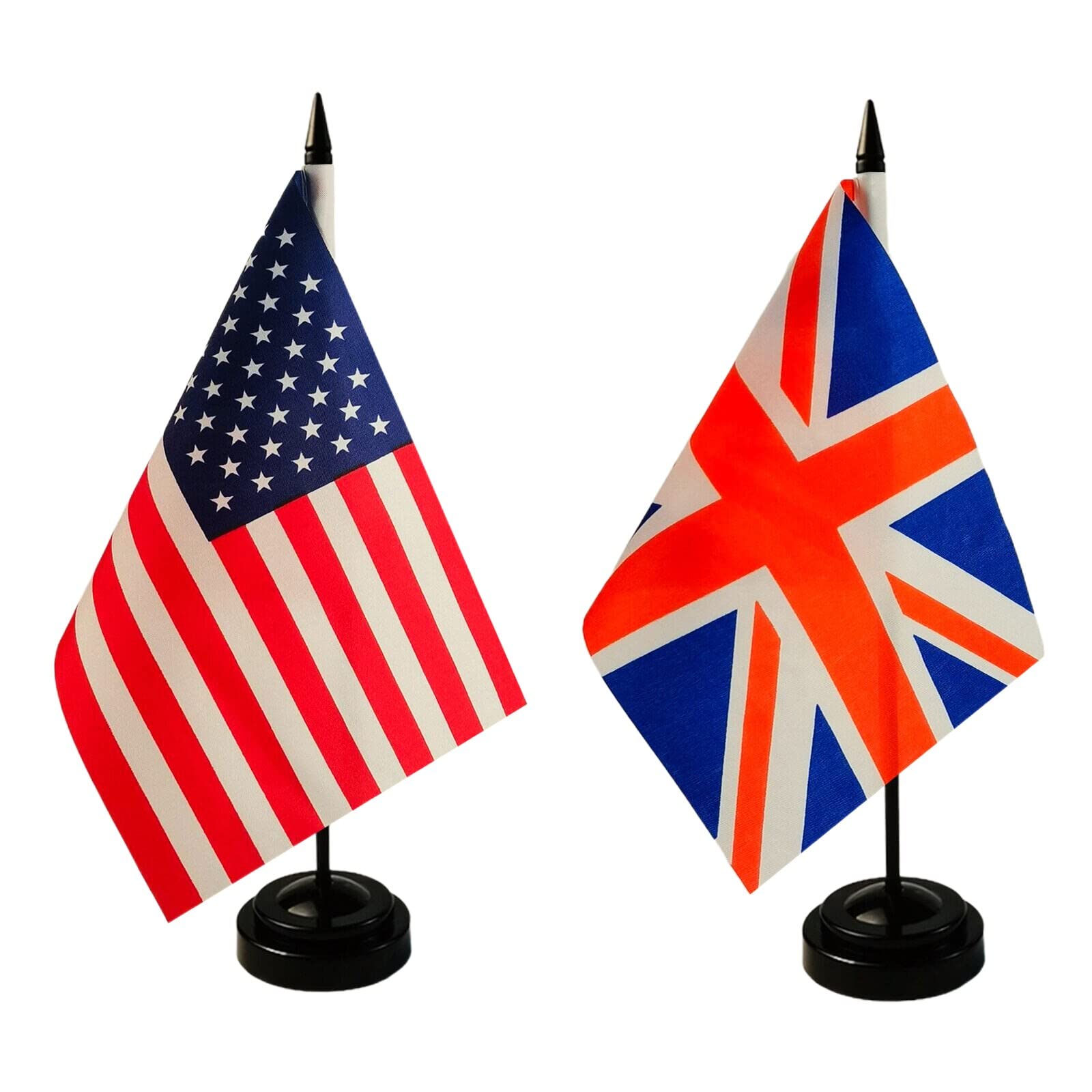 Amazon.com: 1 American and 1 British 8"x5" Miniature Desk & Table Flag ...