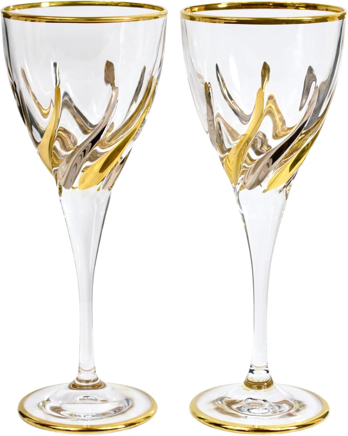 Amazon.com | Italian Crystal Trix Wine Glasses, Platinum/Gold Color ...