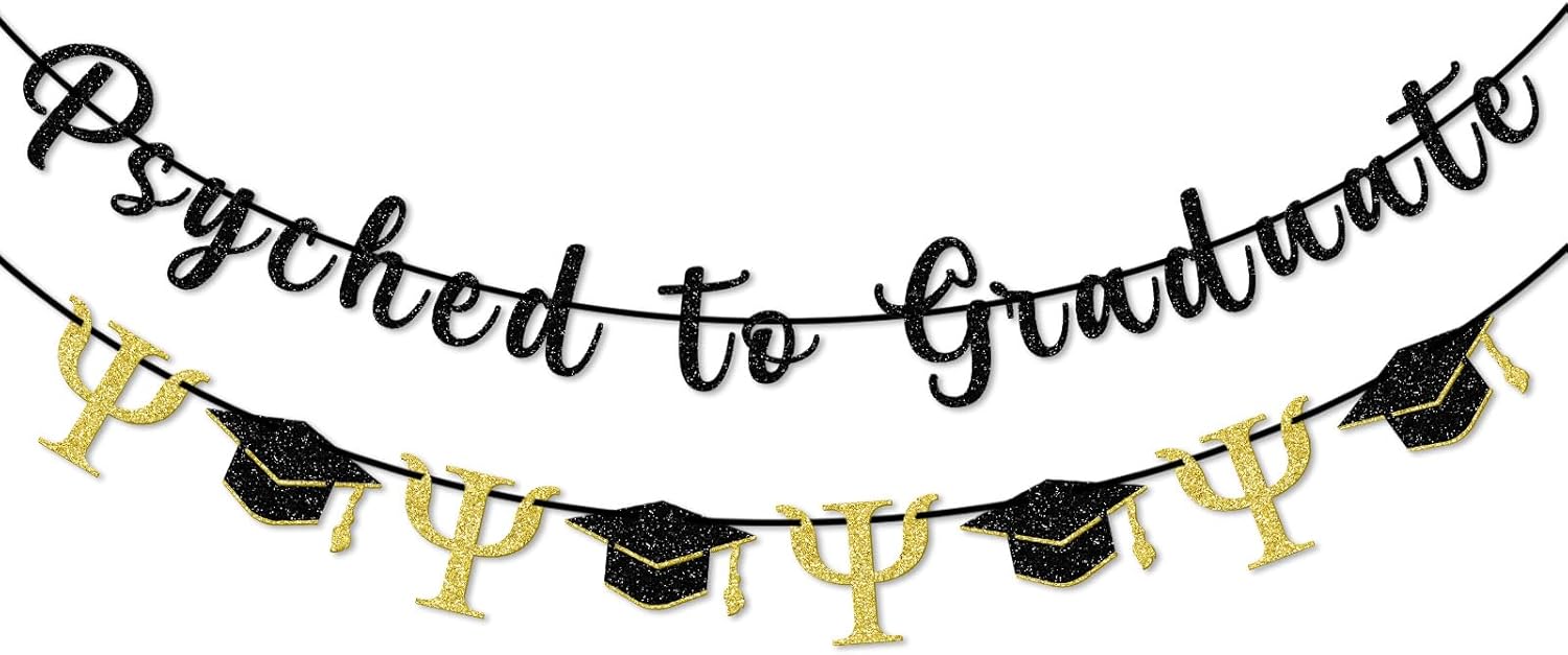 Amazon.com: Psyched to Graduate Glitter Banner, Psychology Graduation ...