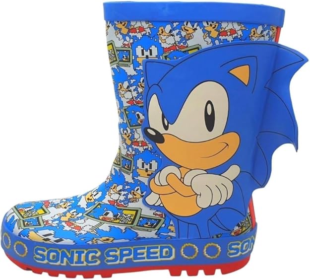Amazon.com | Sonic The Hedgehog Boys Thick Blue Rubber Rain Boots | Boots