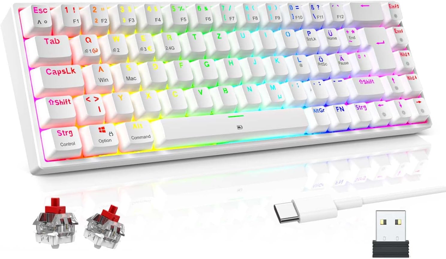 Gaming Keyboard Mechanical Gamer Wireless RGB Keyboard TECURS ...