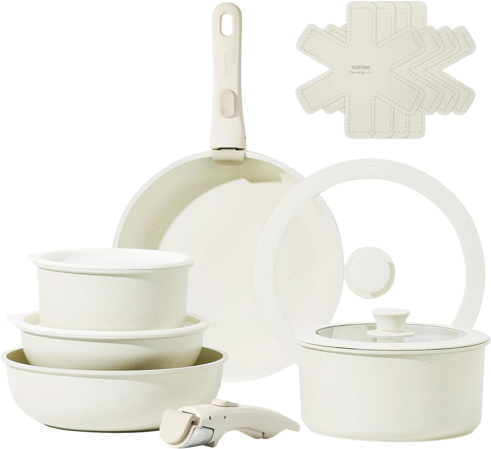 Amazon.co.jp: Redchef フライパン セット 16点 鍋セット, PFAS PTFE PFOA PFOS フリー, IH対応 ガス火対応, セラミック フライパンセット ...