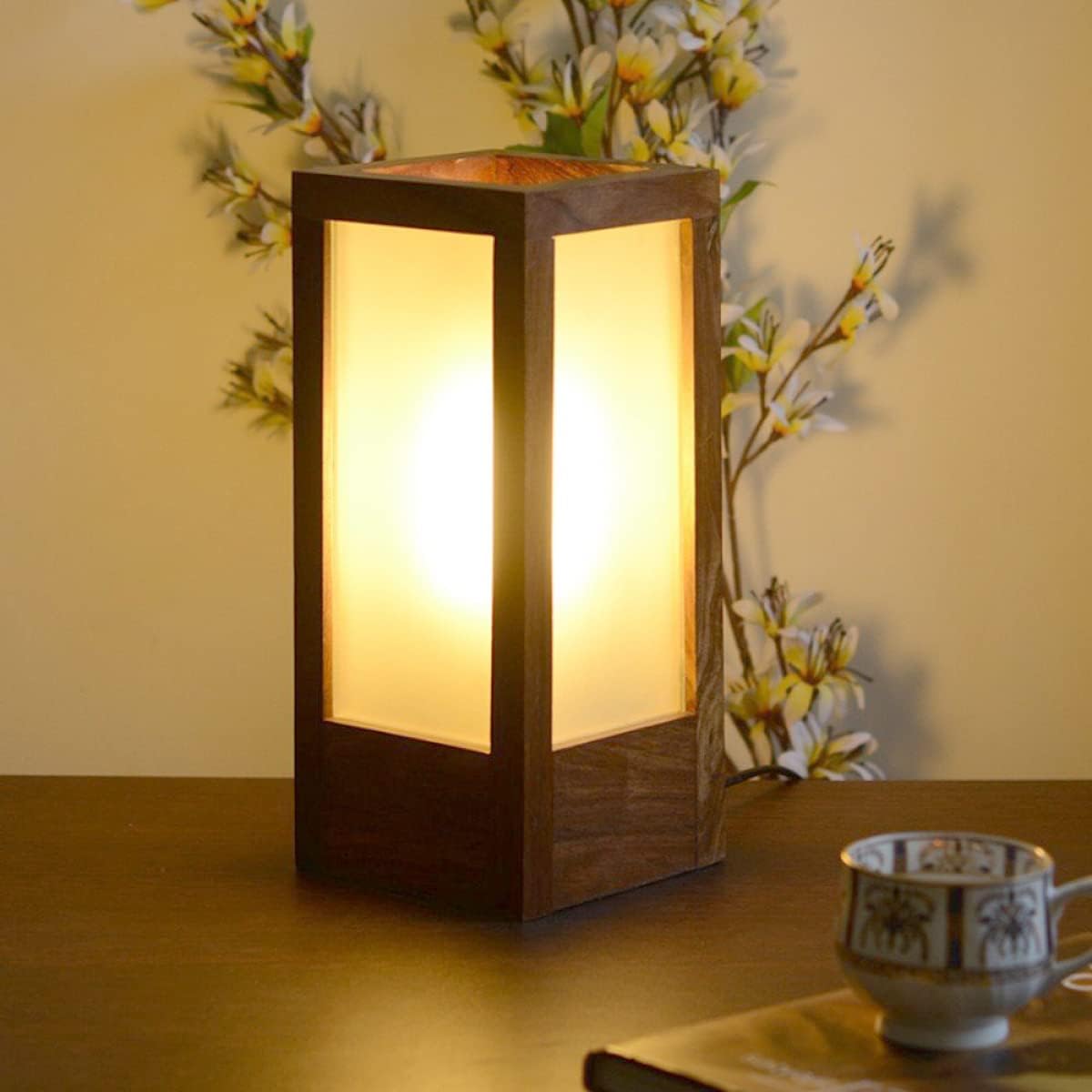 Buy make in modern Wooden & Natural Jute Rectangle Table Lamp without ...
