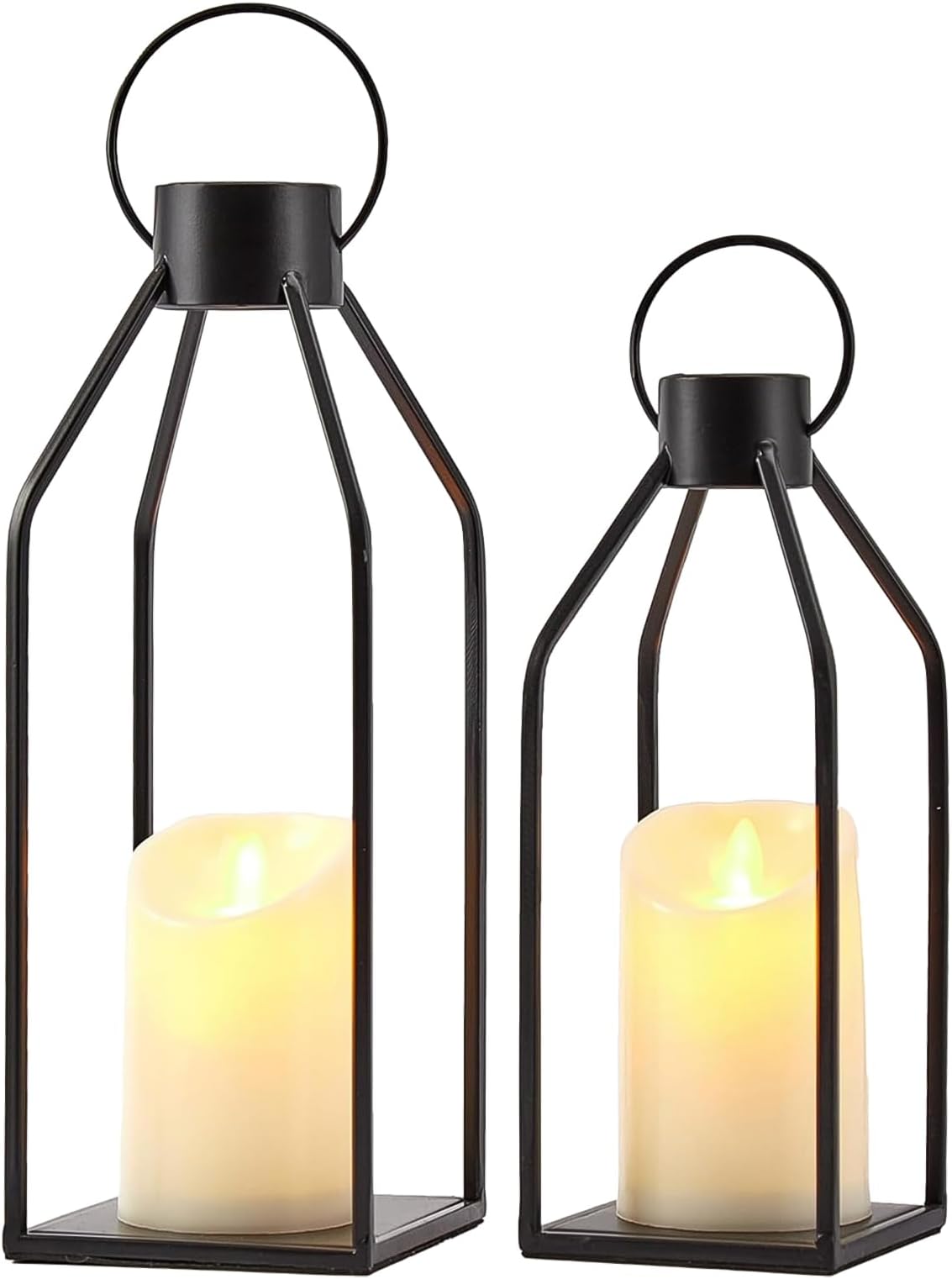 Amazon.com: 2 Pcs Black Metal Candle Lanterns Decorative Indoor Outdoor ...