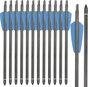 WANVZMR 12 Pcs 7.5/15 Inch Pure Carbon Crossbow Bolts Spine 350 ...