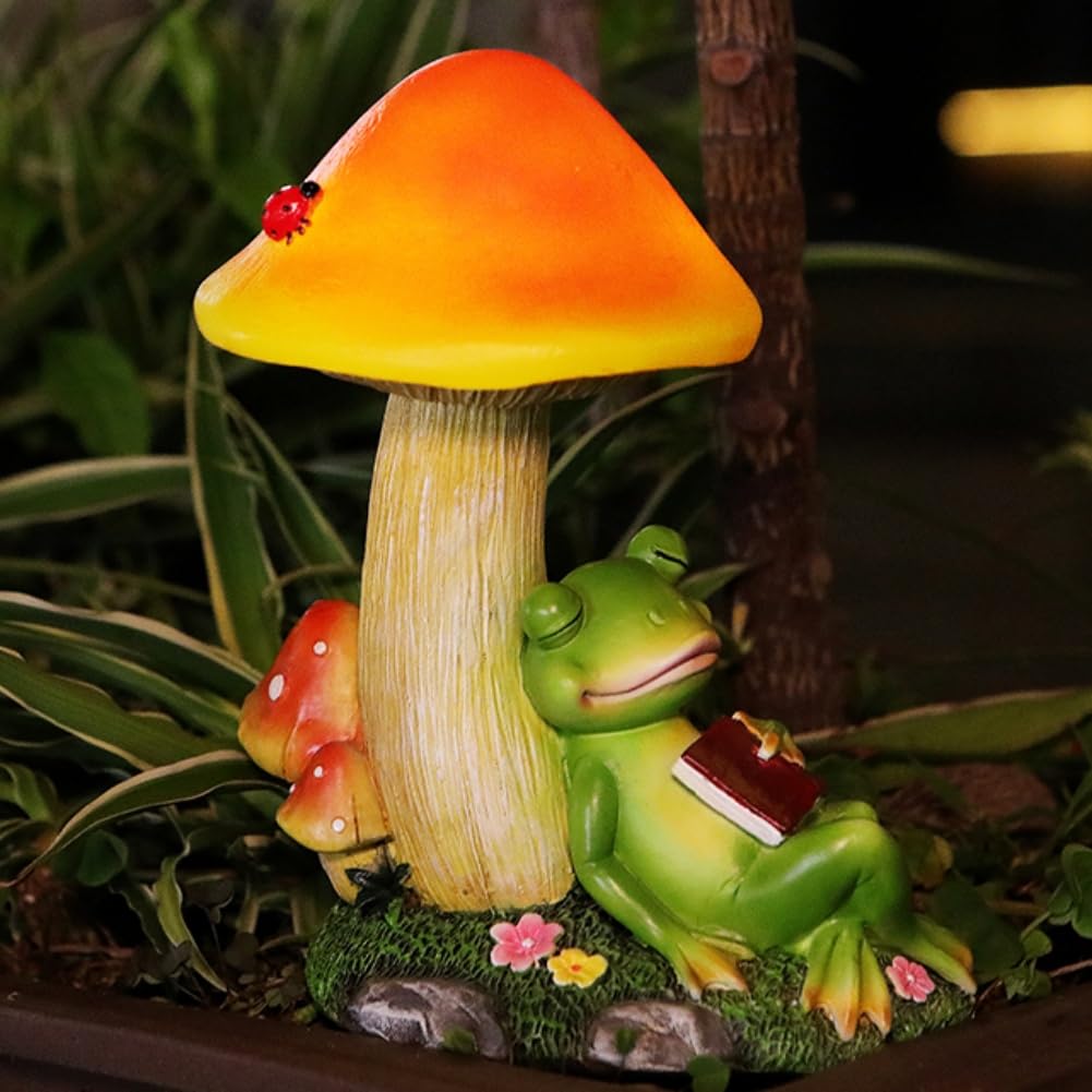 Amazon.com: JIGINOFV Solar Frog Garden Statue Decor for Outside ...