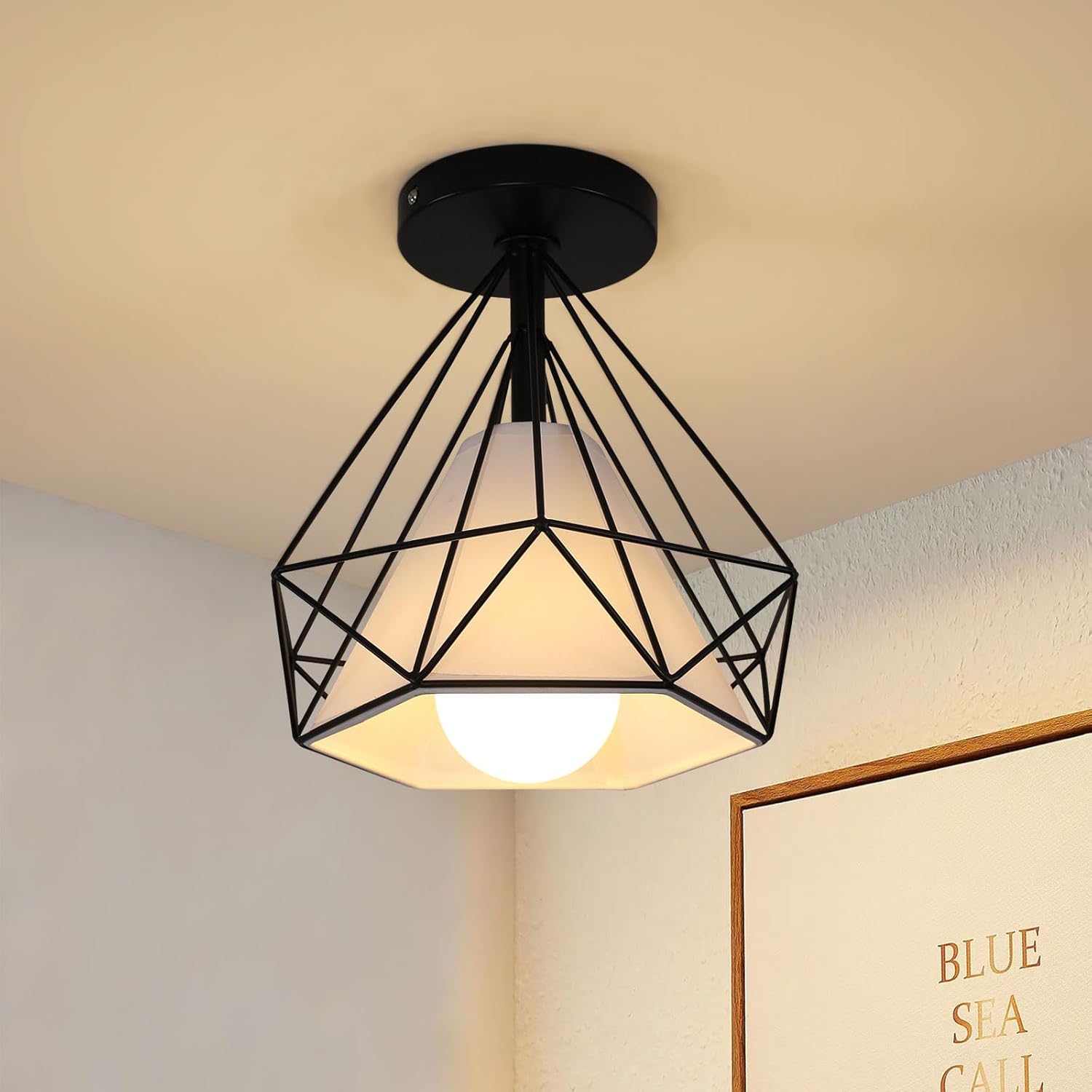 DELIPOP Ceiling Light, Industrial Vintage Semi Flush Mount Ceiling ...