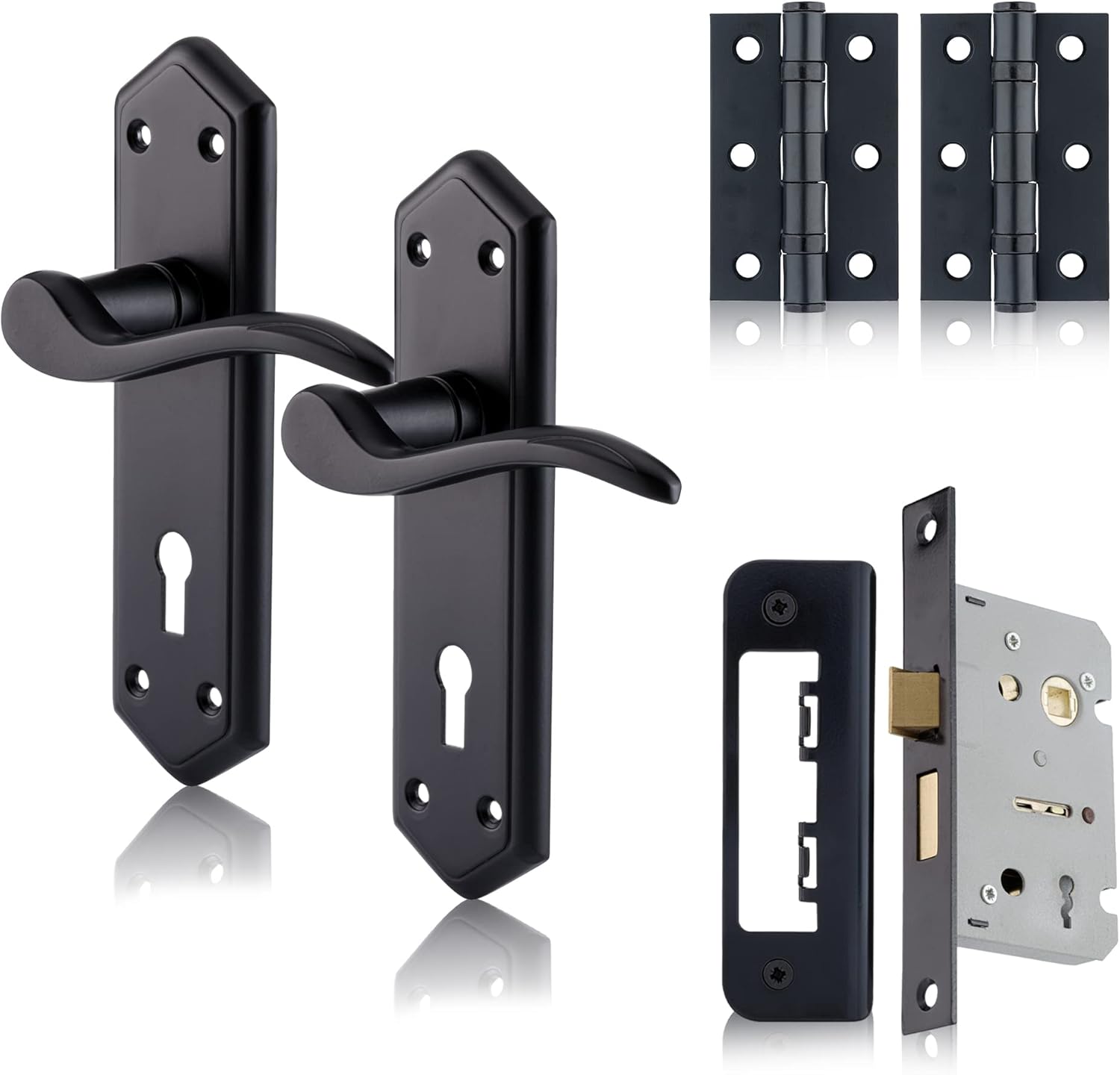 XFORT Black Beauty Range Matt Black London Suite Lever Lock Pack ...