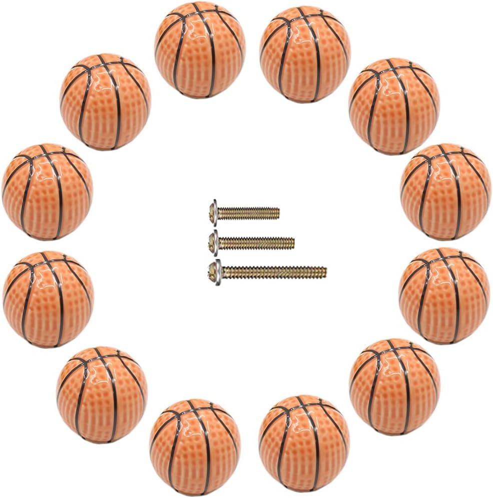 ESreake Heavy Ceramic Basketball knobs Ball Knobs, 12 Pcs Ball Sports Party Theme Children and ...