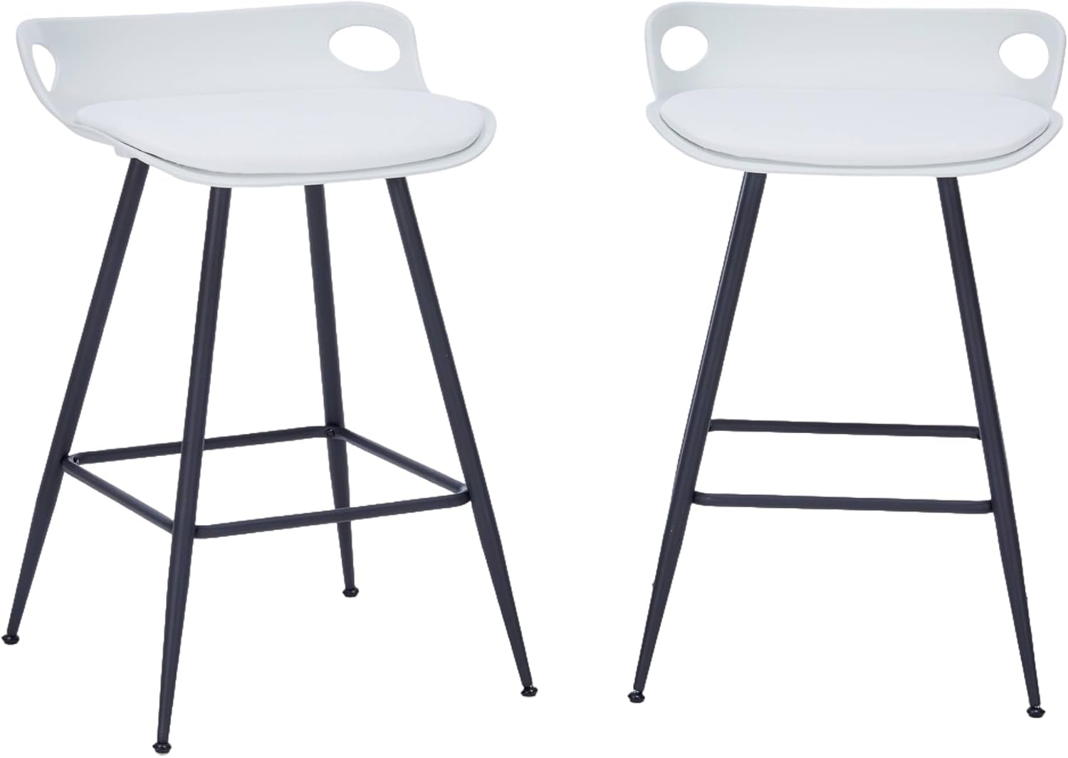 Amazon.com: Whiterye White Bar Stools Set of 2, 26 Inch Backless Bar ...