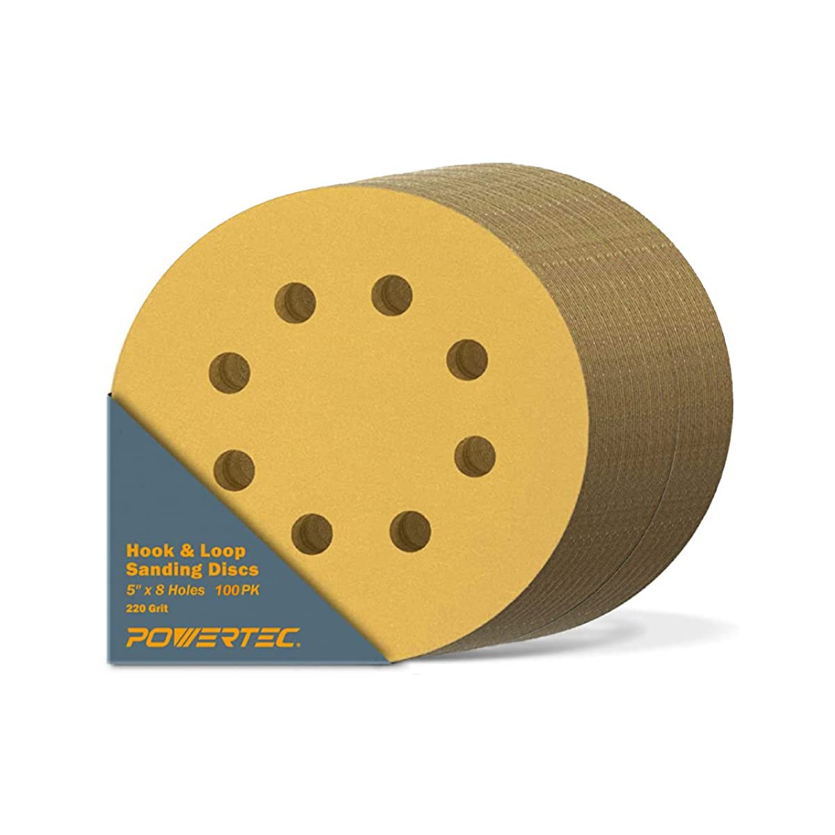 Amazon.com: POWERTEC 5 Inch 8 Hole Sanding Discs - 220 Grit Sandpaper ...