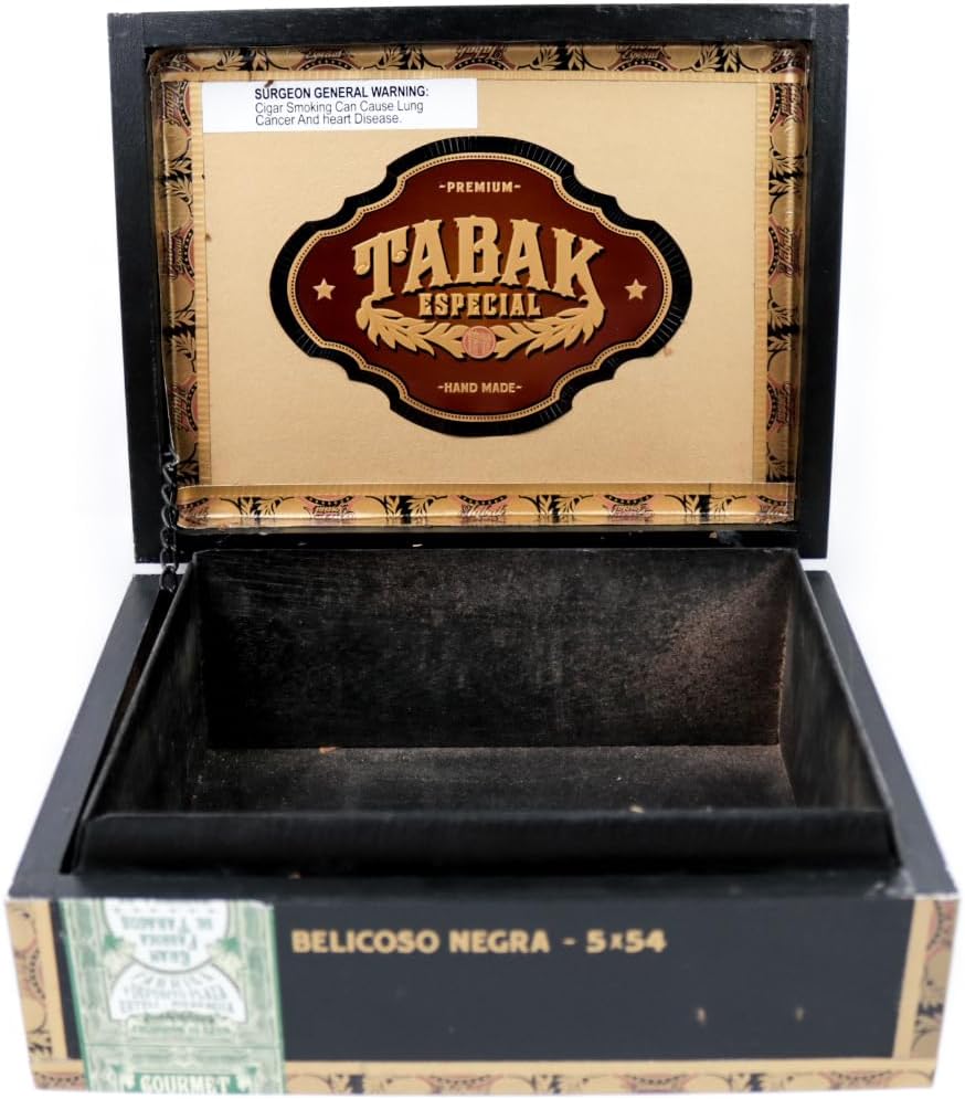 Amazon.com: Tabak Especial Belicoso Negra Empty Wood Cigar Box 9" x 7 ...