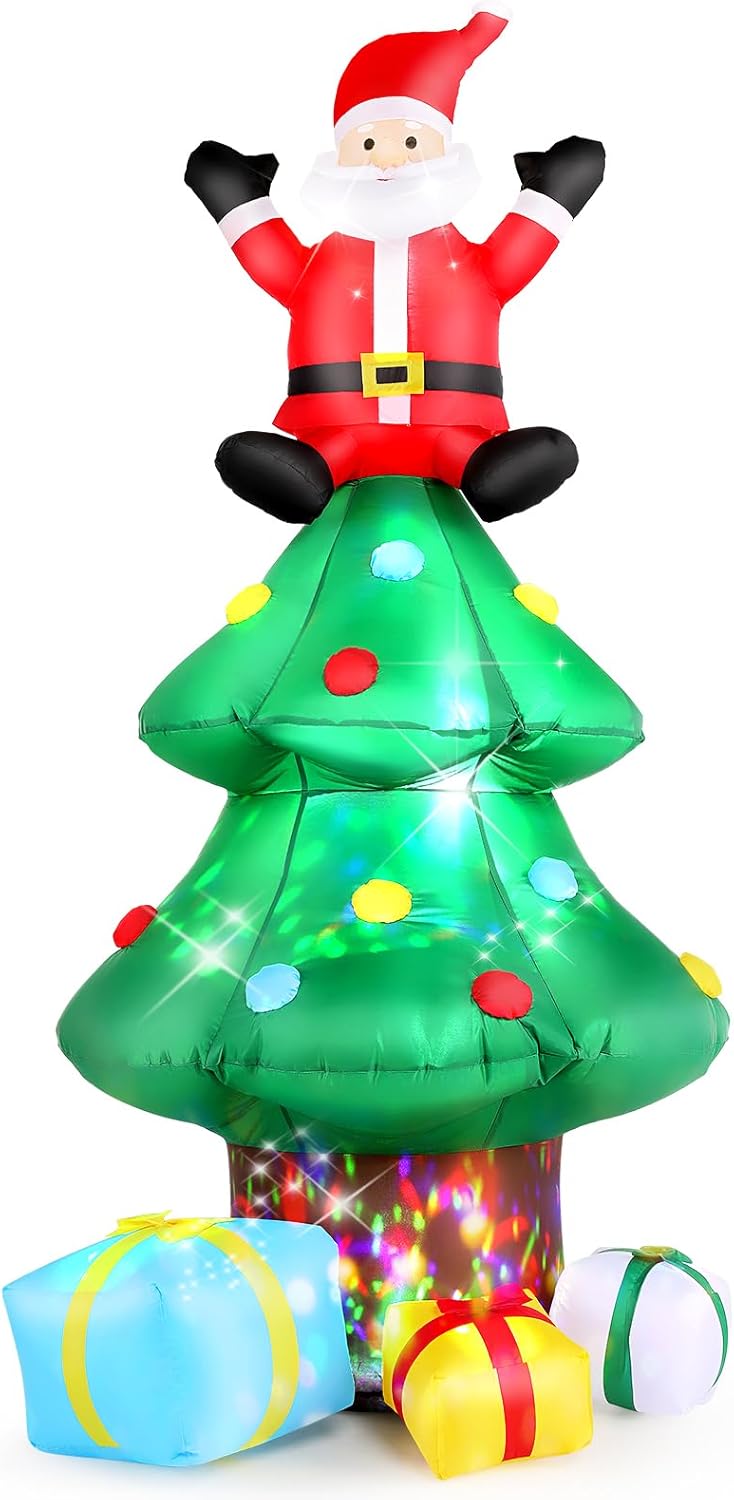 Amazon.com: Inflatable Giant 6FT Inflatable Tree with Santa, Outdoor ...