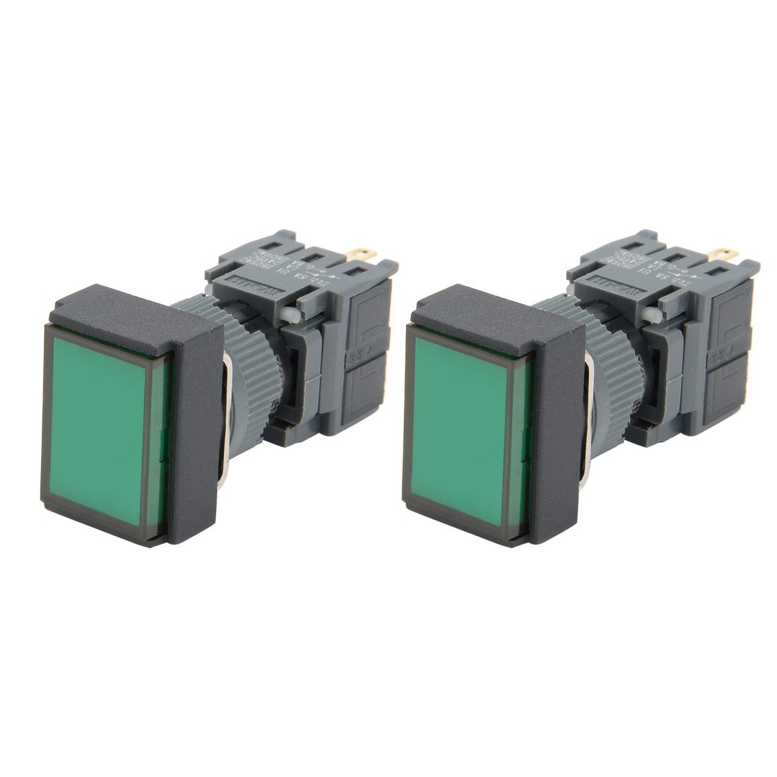 uxcell 2pcs Lathcing Push Button Switch Rectangle Head 16mm Mounting ...
