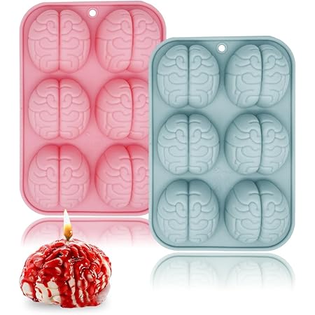 Amazon.com: 3D Human Brain Silicone Molds, 2 Pack Realistic Halloween ...