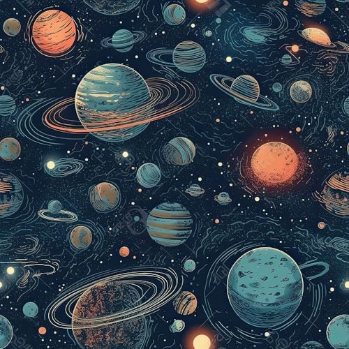 HEISIG 18"x236" Dark Blue Celestial Planets Peel and Stick Wallpaper ...