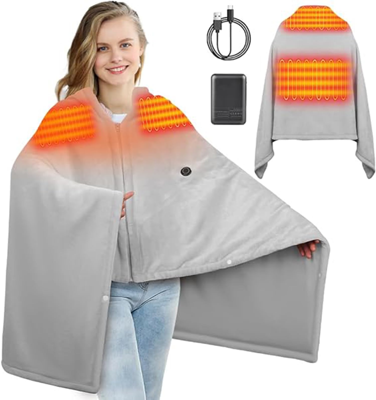 Amazon.com: Moteoza Electric Heated Shawl Wearable Blanket Battery ...