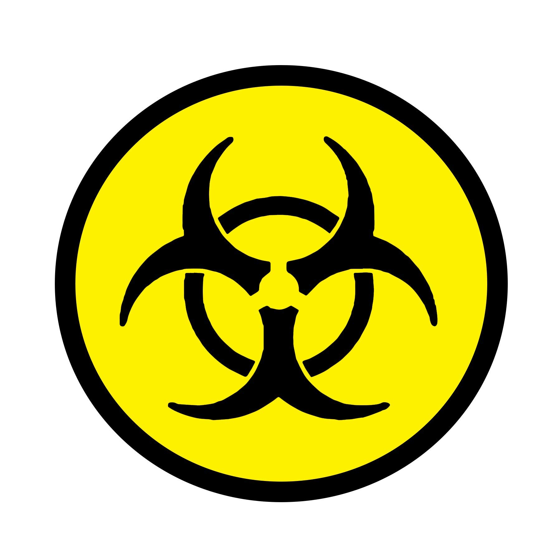 2 x Biohazard - Yellow - Warning Info Sign Removable Self Adhesive ...