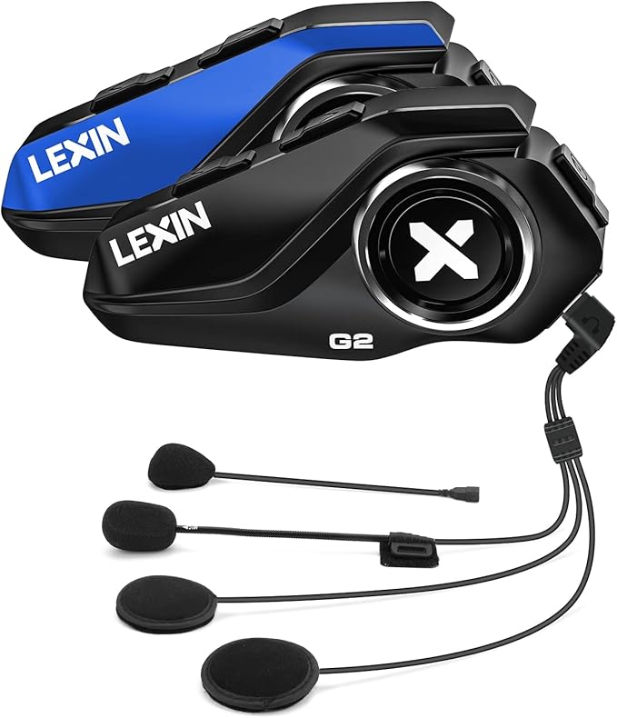 LEXIN Motorcycle Bluetooth Headset with 6 Changeable Shells, 2pcs G2 ...