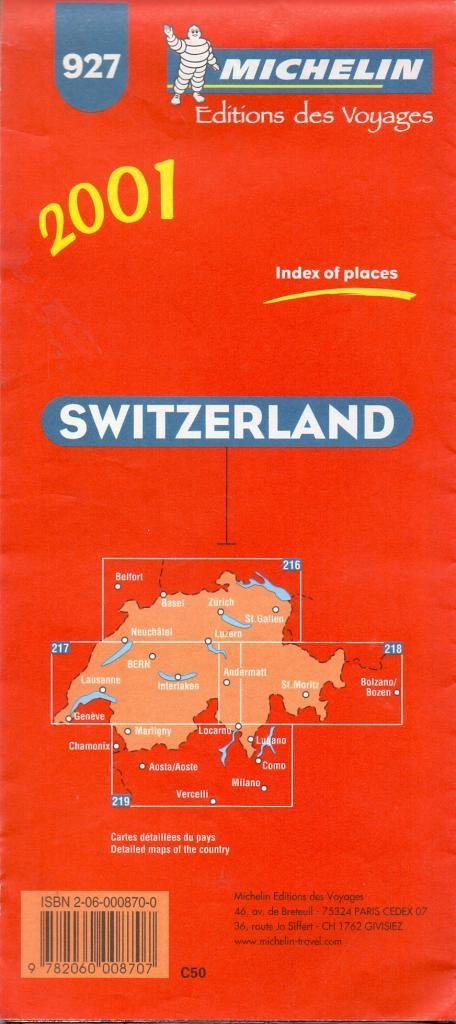 Michelin Switzerland Map No. 927, 4e: Michelin Travel Publications ...