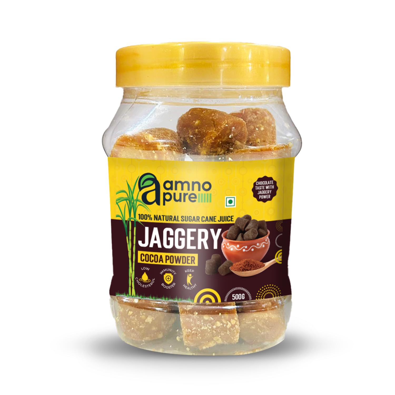 AMNO PURE Natural Sugar Cane Jaggery with Cocoa Powder 10G Cube ...
