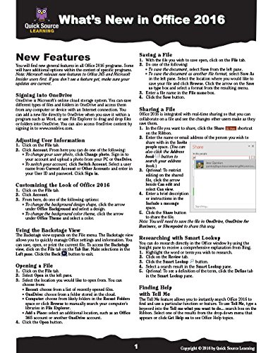 What's New in Office 2016 Quick Source Reference Guide: Quick Source: 9781935518686: Amazon.com ...