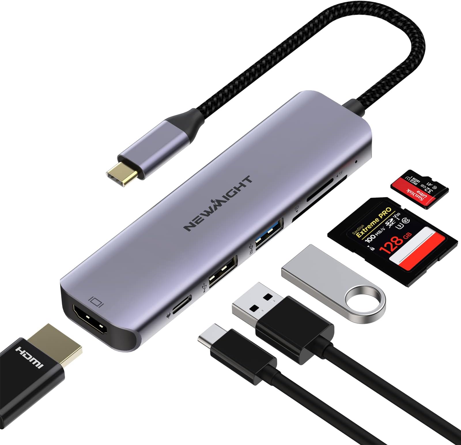 USB C Hub USB-C to HDMI Adapter - Newmight 6 in 1 USB C HDMI Multiport ...