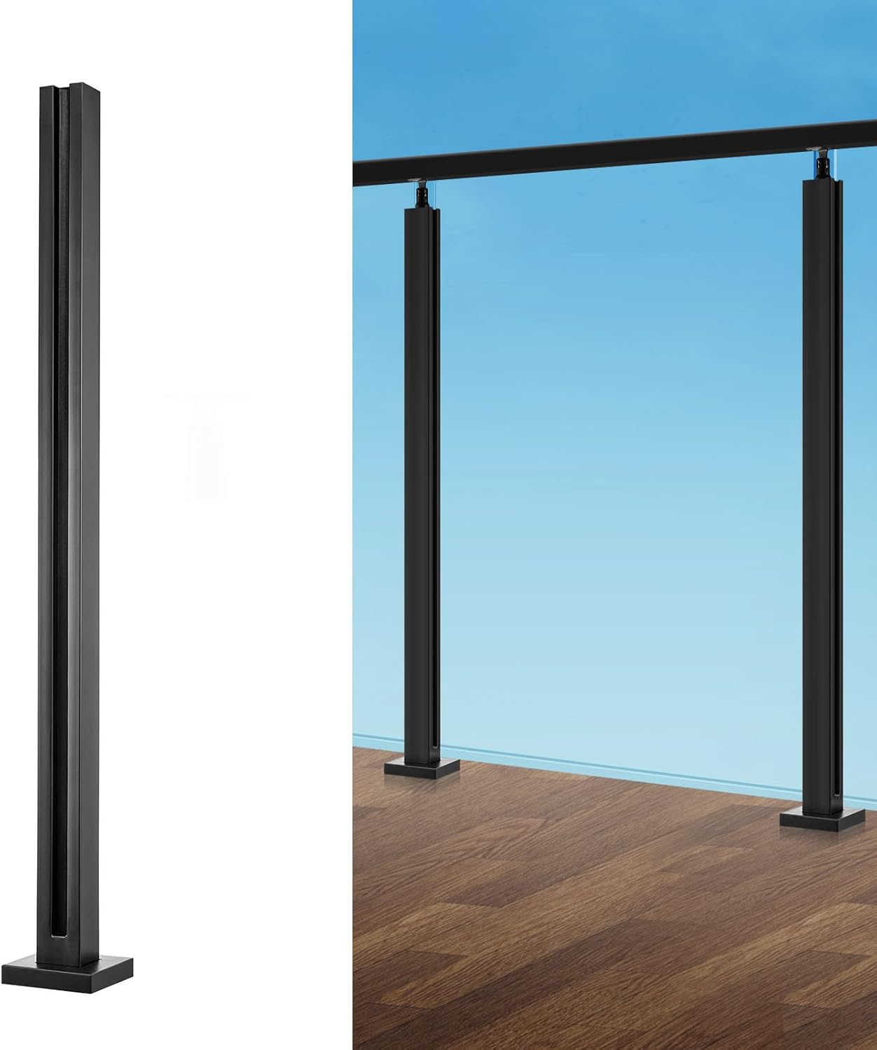 Amazon.com: VEVOR Glass Railing Post, 33.46" (85cm) Height Glass ...