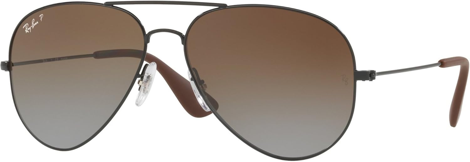 Amazon.com: Ray-Ban RB3558 Aviator Sunglasses, Black/Polarized Light ...