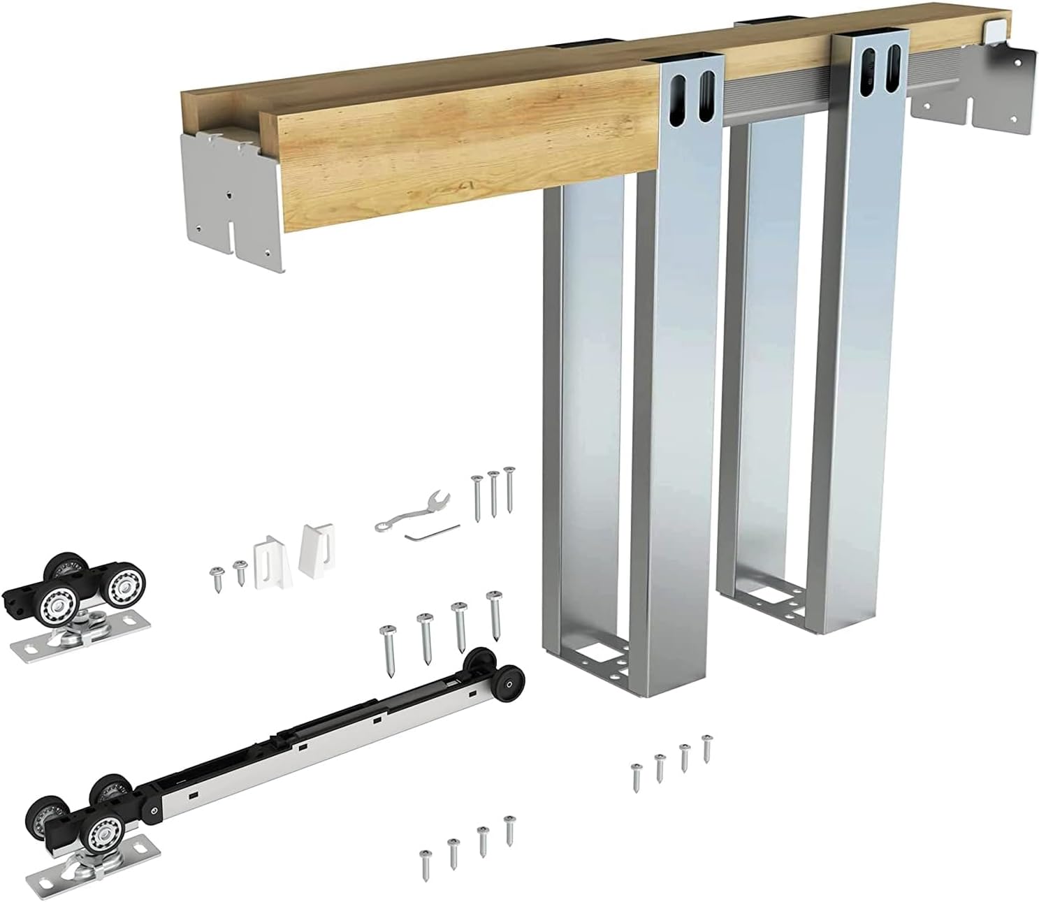 JUBEST Versatile Pocket Door Frame Kit with Soft Close Mechanism