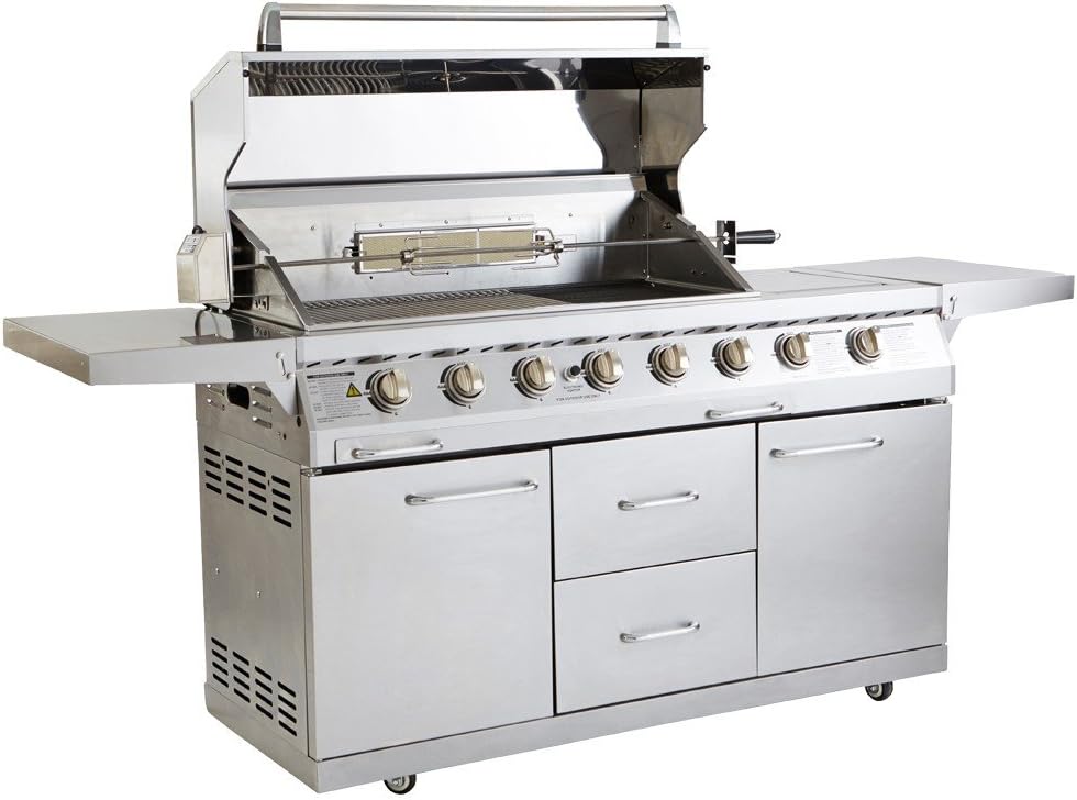 Outback Signature 6 Burner Gas BBQ with Side Burner, Stainless Steel ...