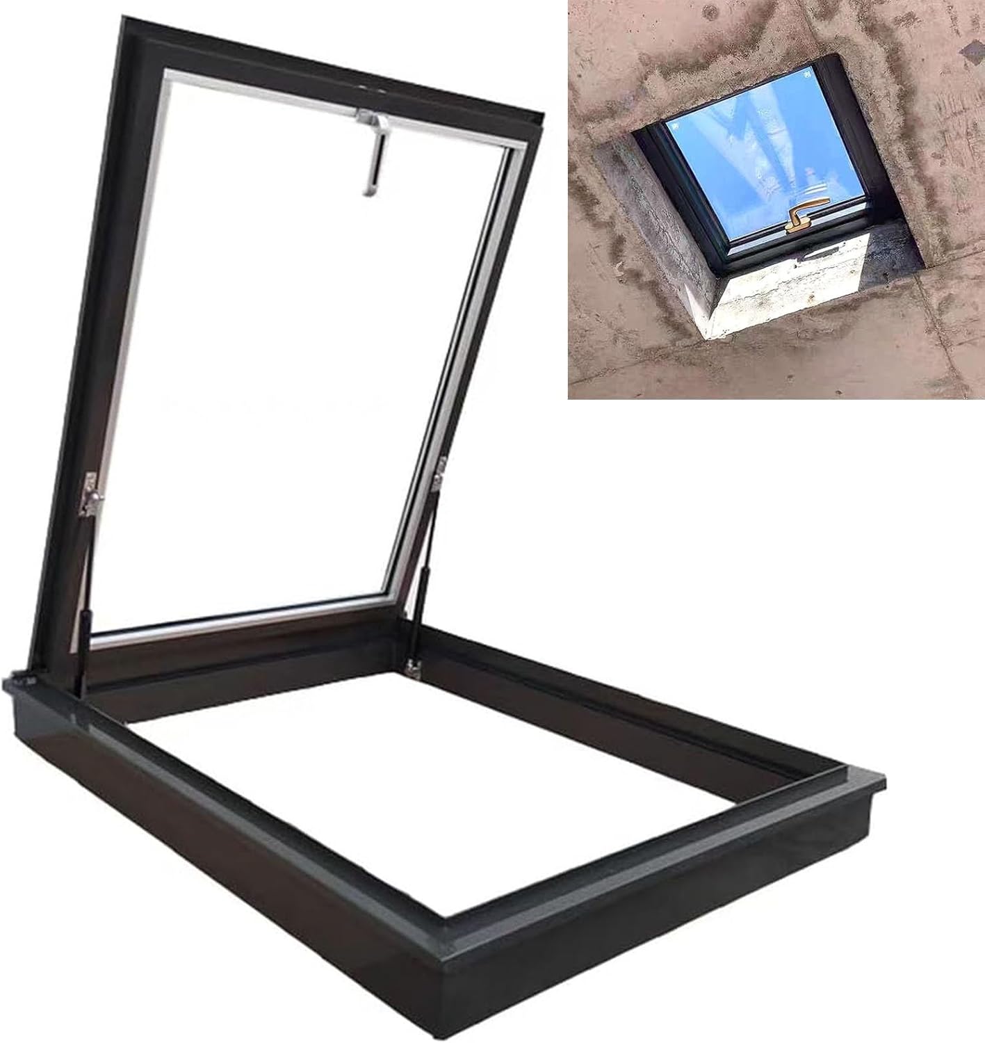 Roof Hatch Skylight, Self-Flashed Glass with Insulated Roof, Manual ...